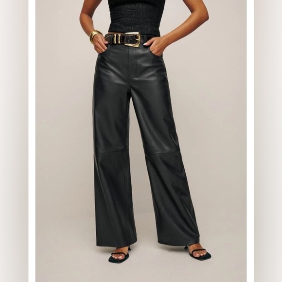 Reformation | Pants & Jumpsuits | Reformation X Veda Black Kennedy Wide ...